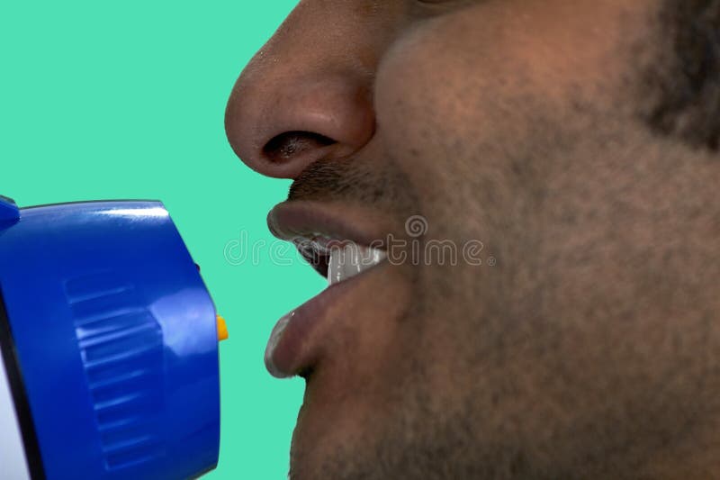 Close Up Face of Indian Man with Megaphone. Stock Photo - Image of ...