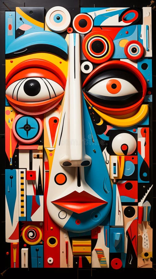 Close Up of Face Made Out of Colorful Objects. Generative AI Stock ...