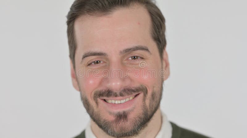 Close Up of Face of Man Smiling at the Camera, White Screen Stock Image ...