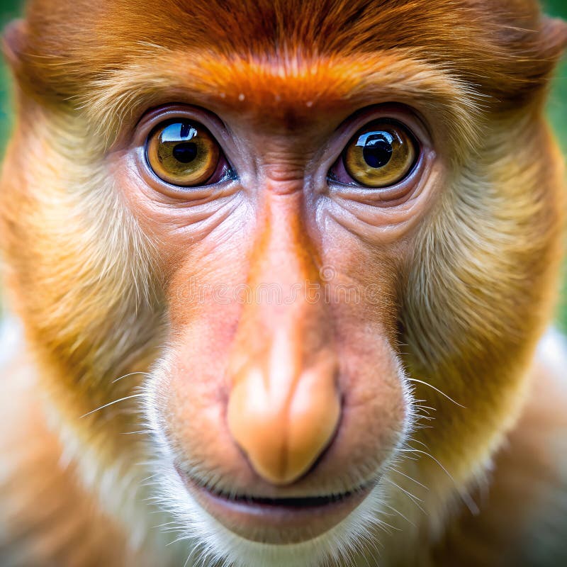 A Close Up Face of Proboscis Monkey Monkey. Generative AI Stock Image ...