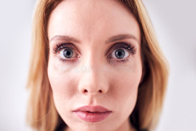 Close Up on Face of Smiling Mature Woman in Studio Stock Image - Image ...