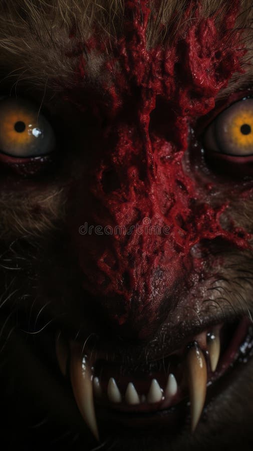 A Close Up of the Face of a Werewolf Stock Illustration - Illustration ...