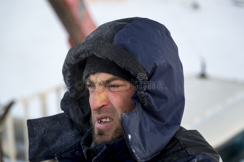 Close-up Facial Portrait of Worker at Construction Site Stock Image ...