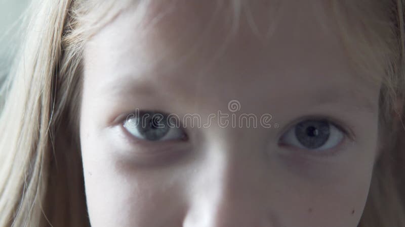 Close-up of the Face of a 6-year-old Girl with Blue Eyes Stock Video ...