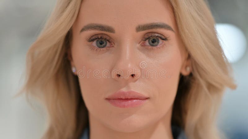 Close Up, Face of Young Woman Looking at Camera Stock Image - Image of ...