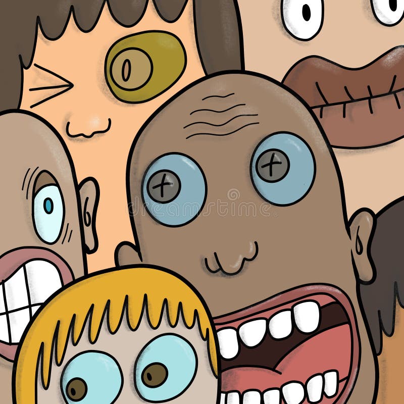 Close Up Faces of Many People..doodle Illustration Stock Illustration ...