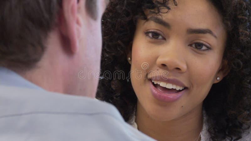 Close Up Faces of Two Business People Talking Stock Footage - Video of ...