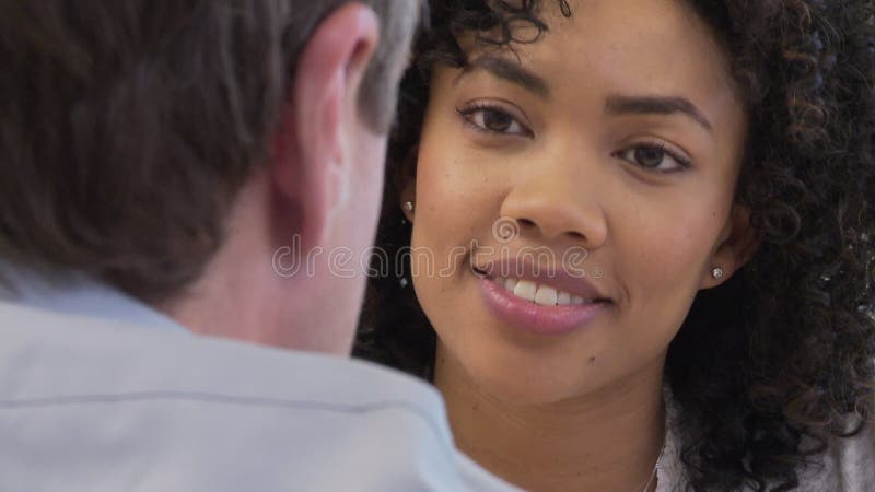 Close Up Faces of Two Business People Talking Stock Video - Video of ...