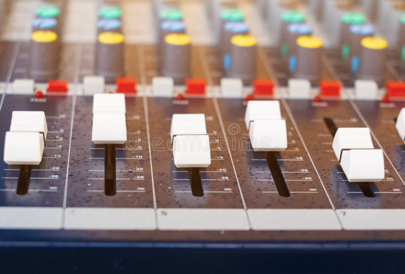 Close Up Fader of Sound Mixer Old Volume Adjusting Knobs Controller in ...