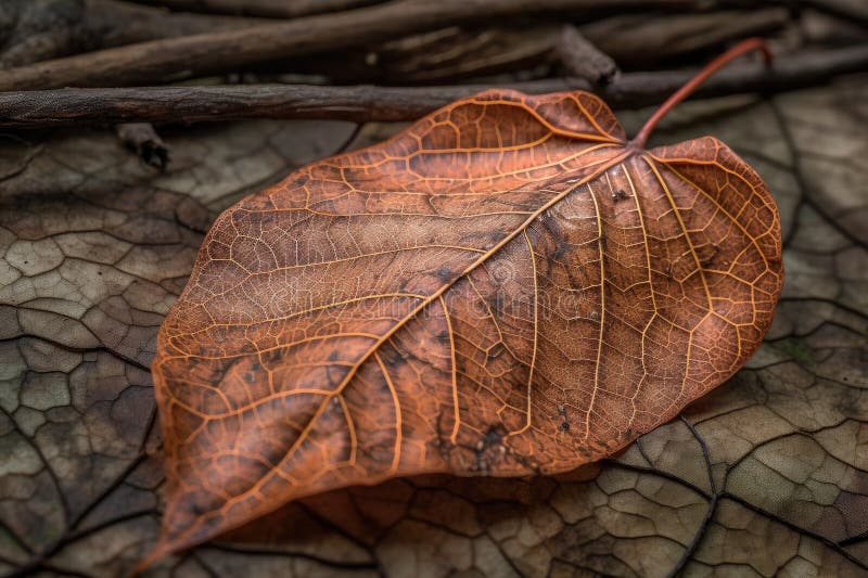 Close-up of Fallen Leaf, with Intricate Patterns and Textures Visible ...