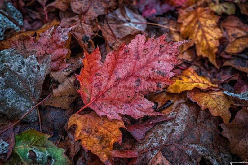 Close-up of Fallen Leaves with Vibrant Colors and Textures Stock ...