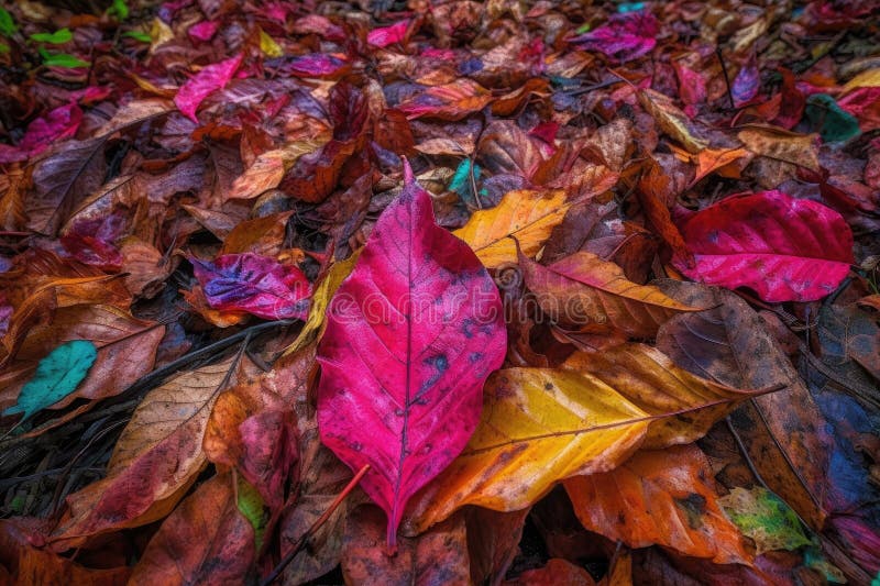 Close-up of Fallen Leaves with Vibrant Colors and Textures Stock Image ...