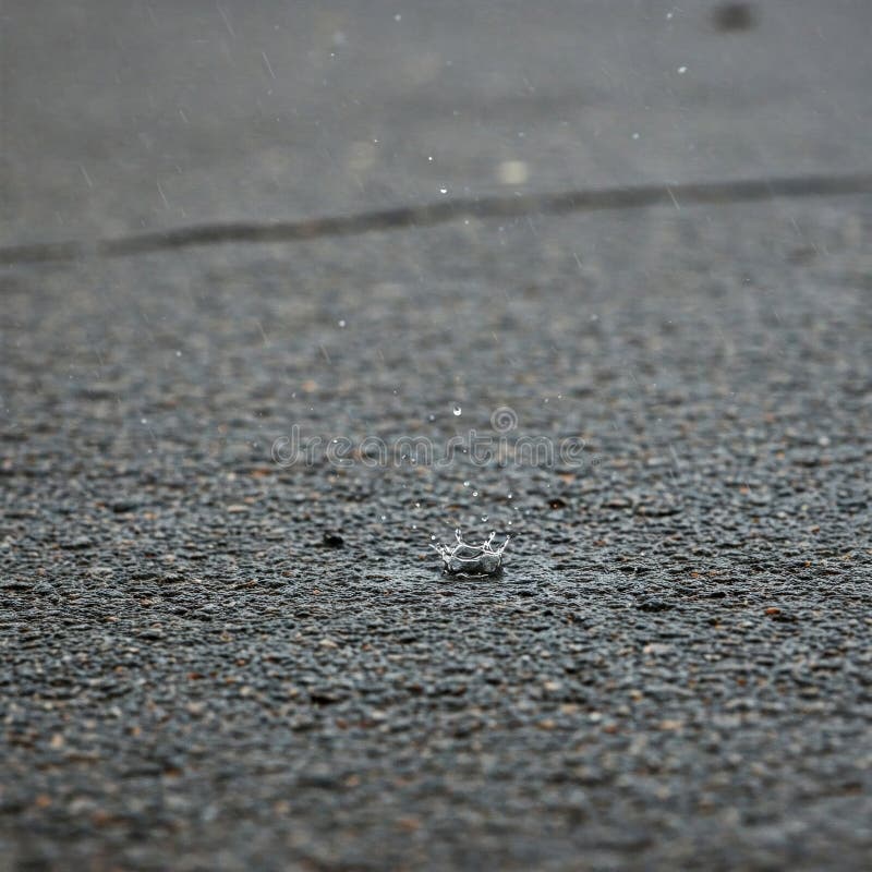 Close-up of Falling Raindrop on Asphalt Surface. Stock Image - Image of ...