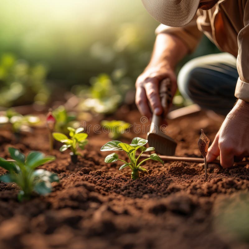 Close-up of a Farmer Planting for Gardening. Stock Illustration ...