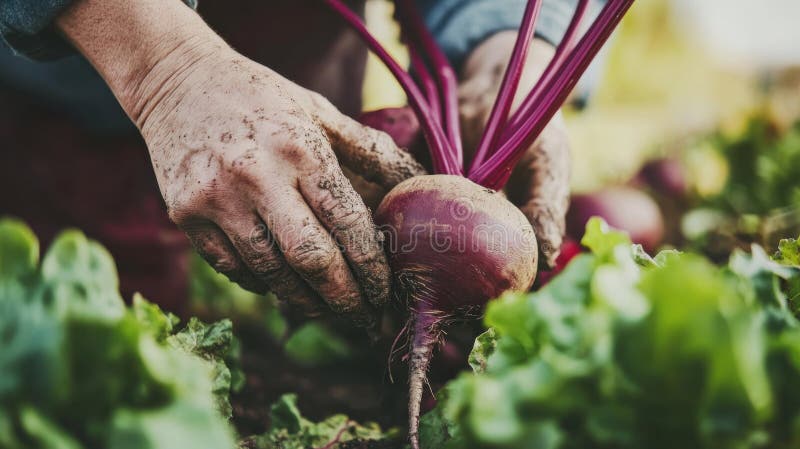 CloseUp of Farmers Hands Harvesting Beetroot from Earth Stock ...
