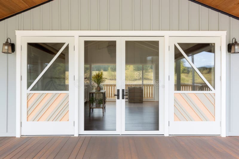 Close-up of Farmhouse Entry Door with Modern Design Stock Photo - Image ...