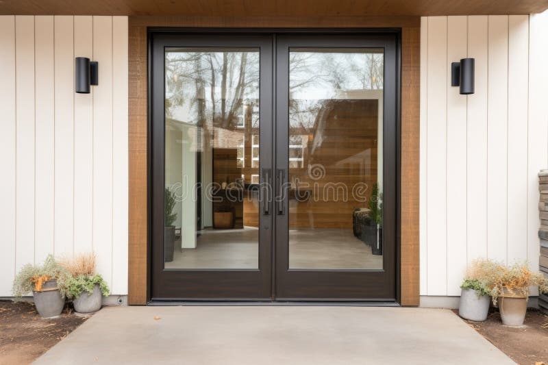 Close-up of Farmhouse Entry Door with Modern Design Stock Image - Image ...