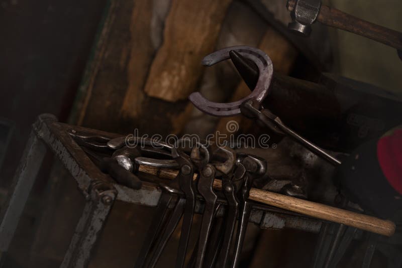 Blacksmith Forging Metal with Tools Stock Photo - Image of industry ...