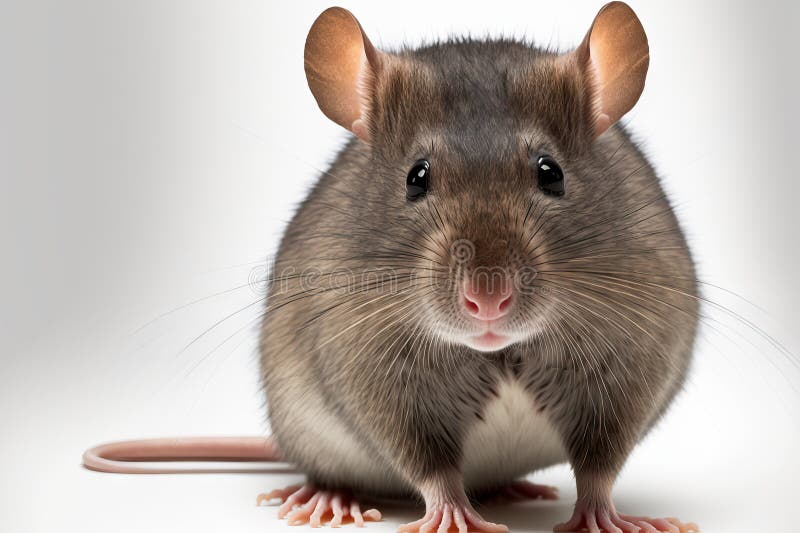 Close Up of a Fat Grey Rat Isolated on a White Backdrop Stock Photo ...