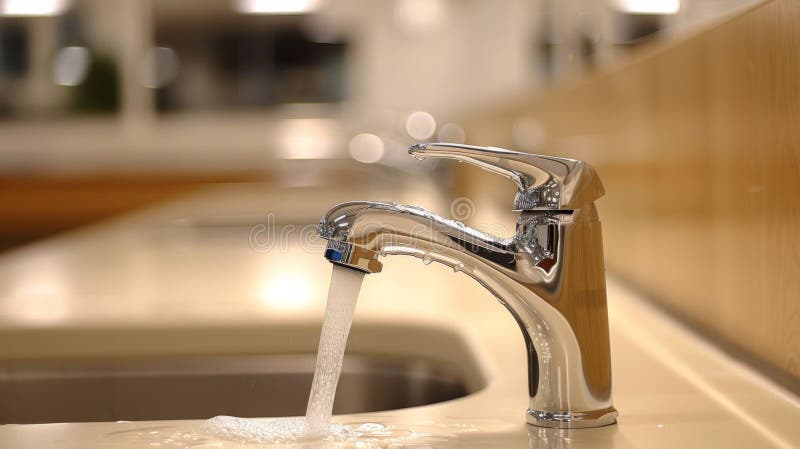 A Close Up of a Faucet Running Water from the Sink, AI Stock Image ...