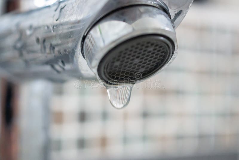 Close Up Faucet with Water Drop Stock Image - Image of close, bath ...