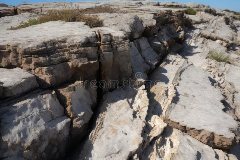 Close-up of the Fault Line, with Its Jagged Edges and Broken Rock ...