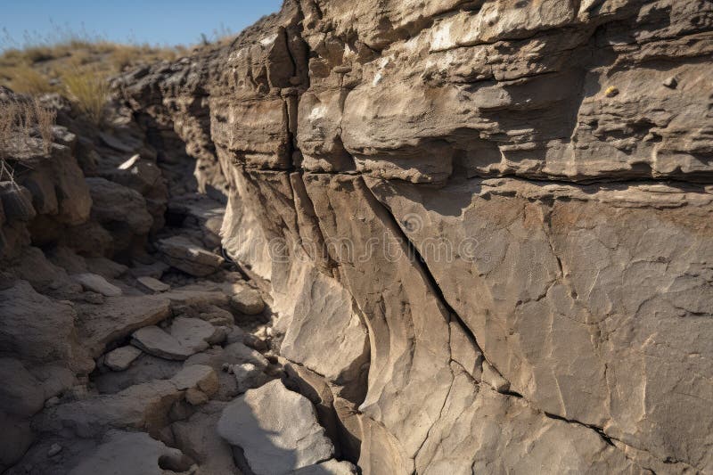 Close-up of a Fault Line, with Visible Cracks and Crevices Stock ...