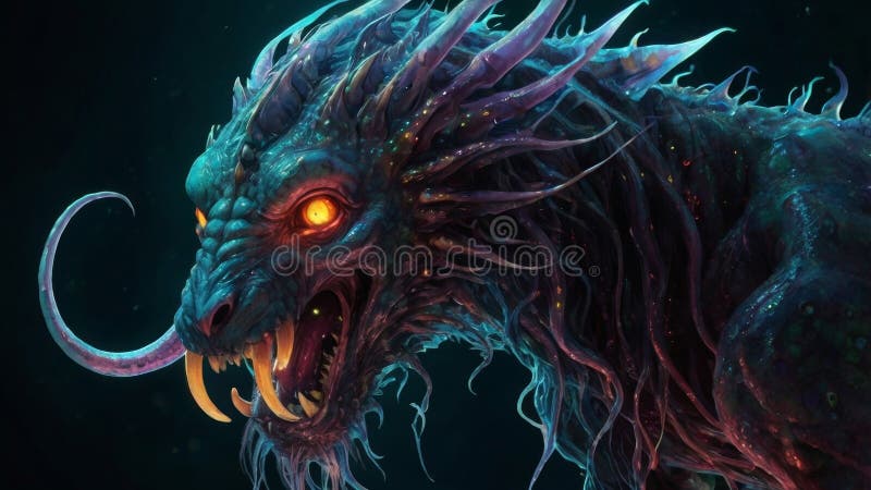 A Closeup of a Fearsome Blue Dragons Head Stock Illustration ...