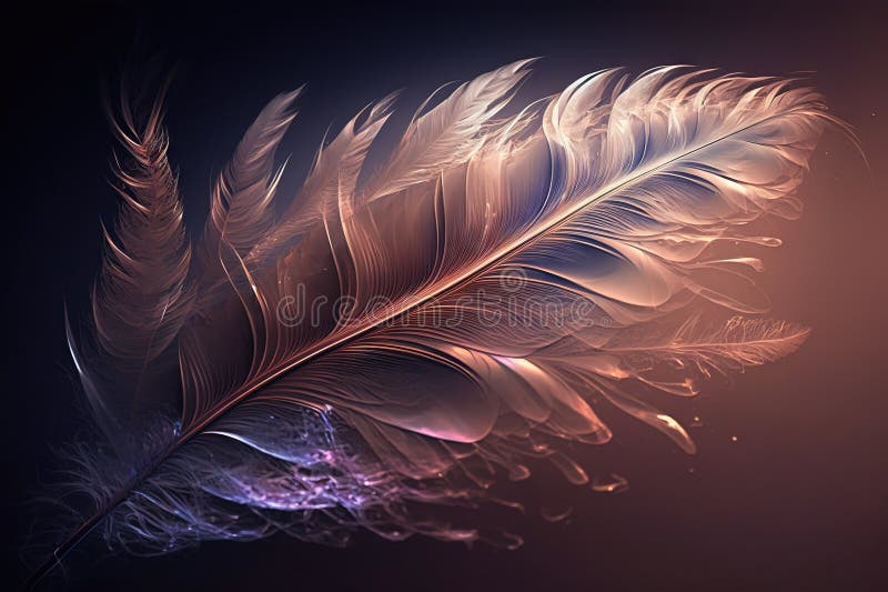 A Close Up of a Feather on a Black Background with a Blurry Image of ...