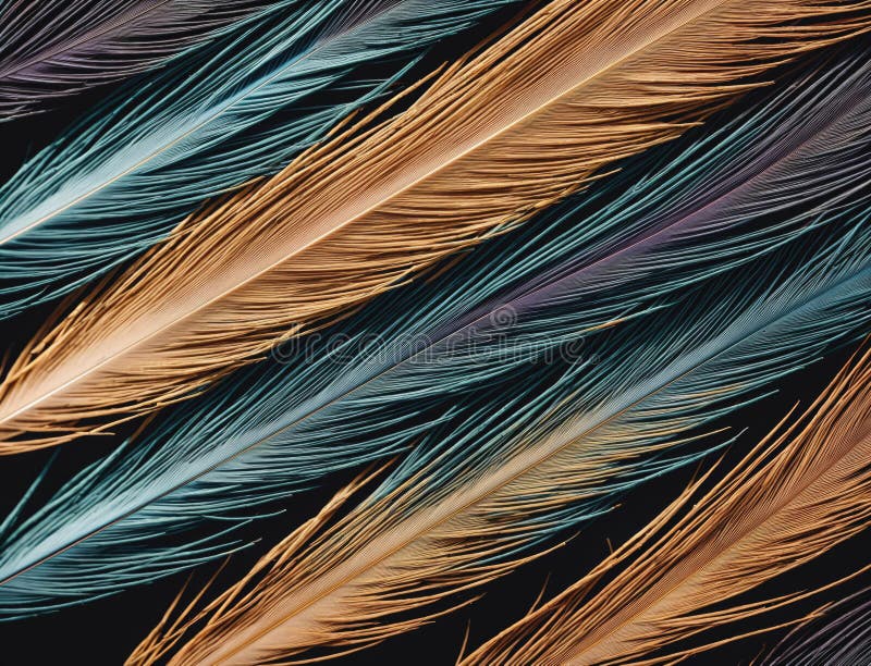A Close Up of a Feather with a Blue and Orange Stripe Stock Photo ...