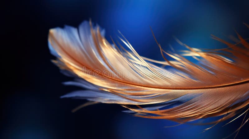 A Close Up of a Feather with Some Blue in the Background, AI Stock ...