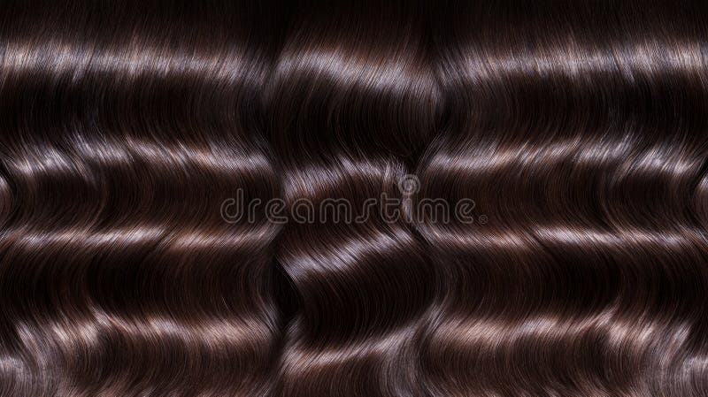 A Close-Up Featuring Luxurious Brown Waves of Glossy, Wavy Hair Stock ...