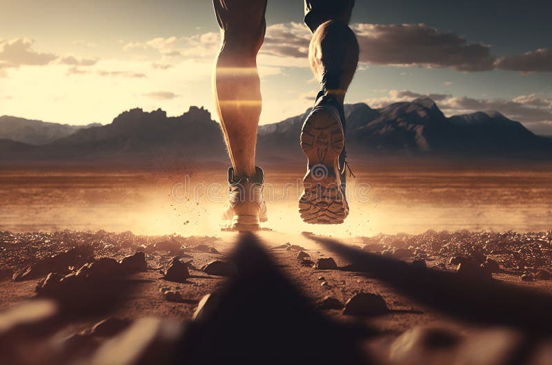 Close Up Feet of Runner Running Toward Forest AI Generated Stock ...