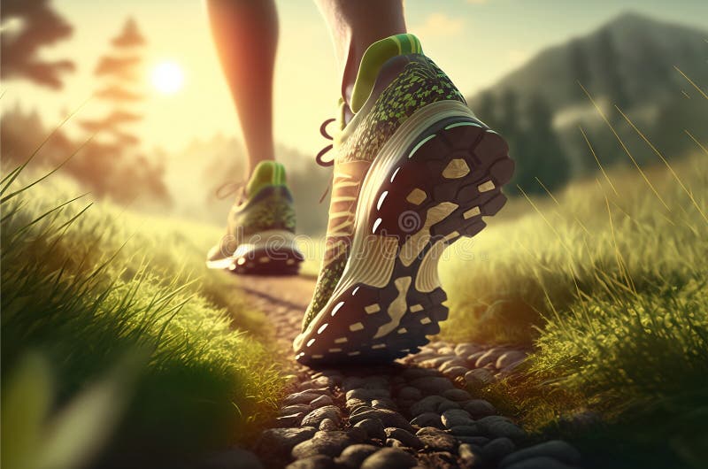 Close Up Feet of Runner Running Toward Forest AI Generated Stock ...