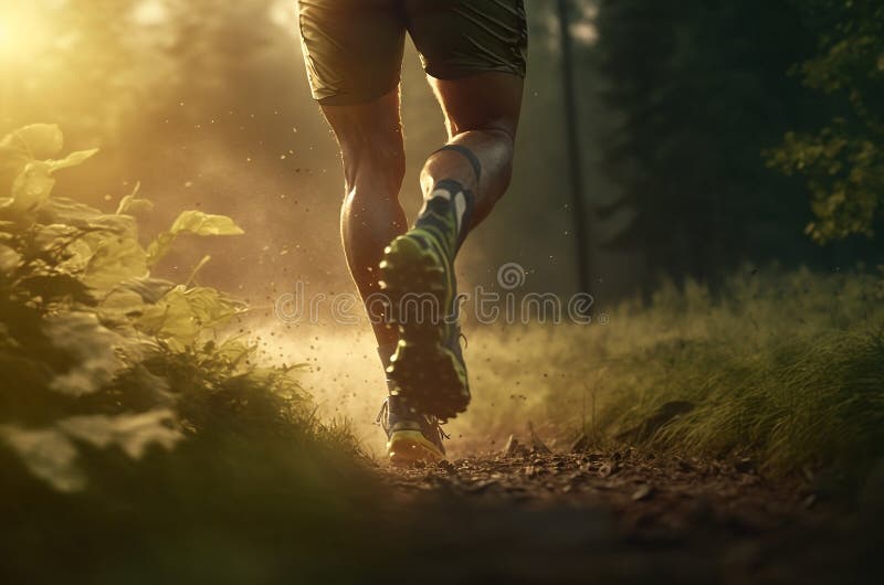 Close Up Feet of Runner Running Toward Forest AI Generated Stock ...