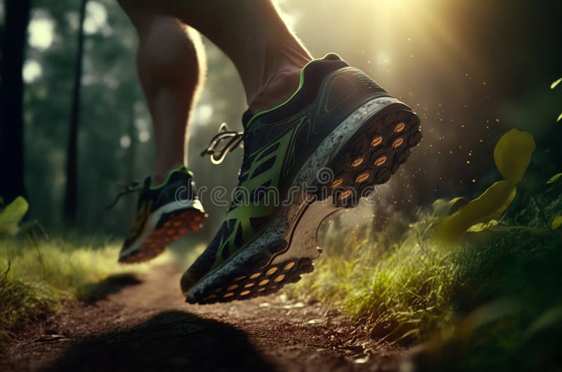 Close Up Feet of Runner Running Toward Forest AI Generated Stock ...