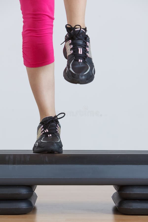 Close Up of Feet in Step Equipment Stock Image - Image of workout ...