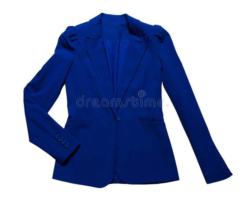 Close Up Female Blue Suit on Isolated on White Background, Blue Jacket ...