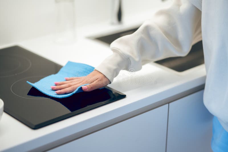 Close Up of a Female Cleaning in the Kitchen Stock Image - Image of ...