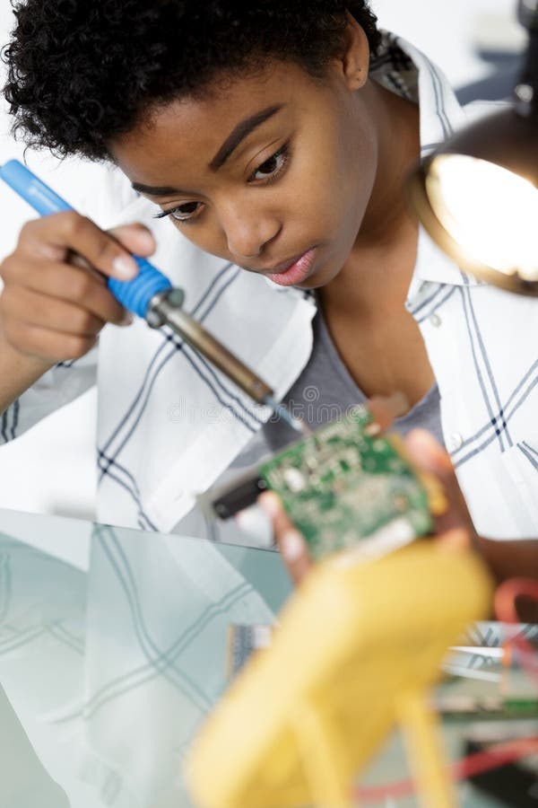 Close Up Female Engineering Student Working in Laboratory Stock Photo ...