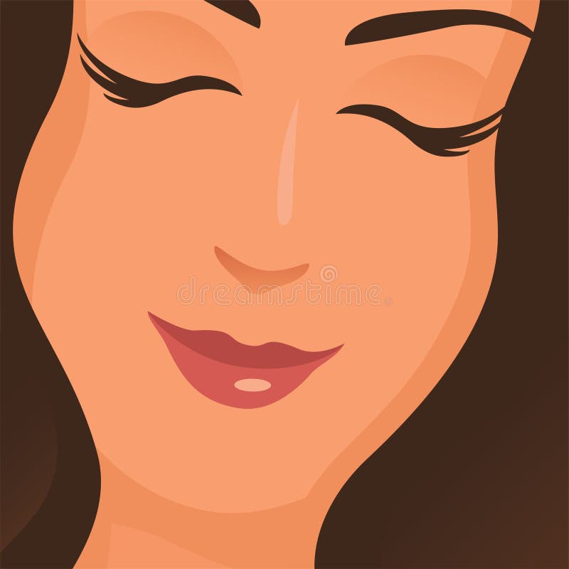 Close Up Of A Female Face With Closed Eyes Stock Vector Illustration