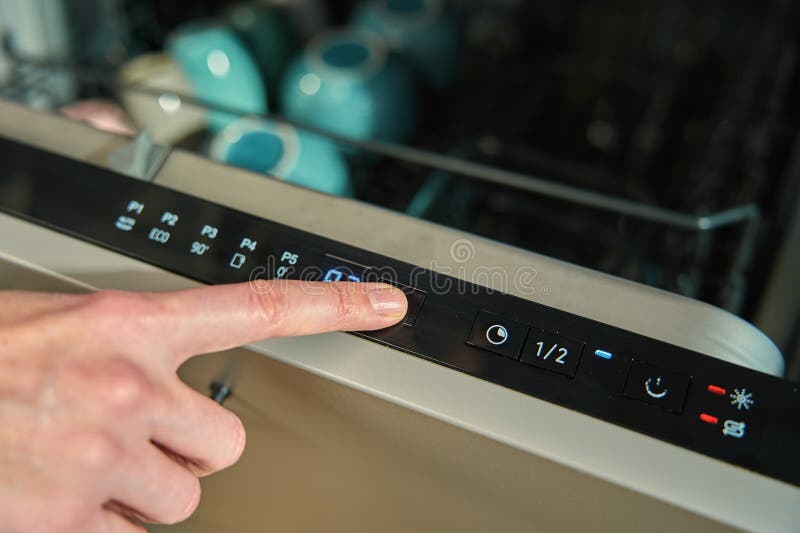 Finger Pressing Button Dishwasher Control Panel Stock Photos - Free ...