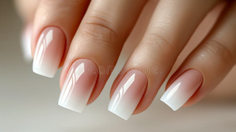 Close Up of Female Hand with French Manicure Stock Illustration ...