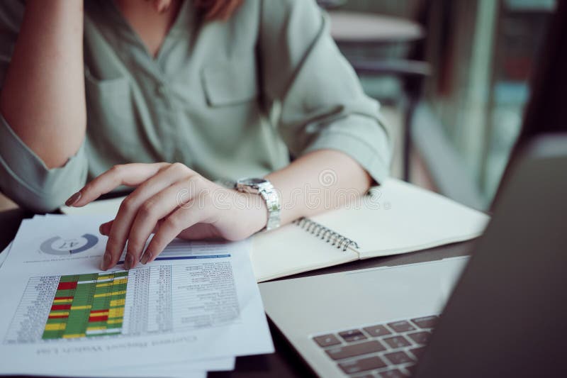 Close Up Female Hand on Paper Work during Working Stock Image - Image ...