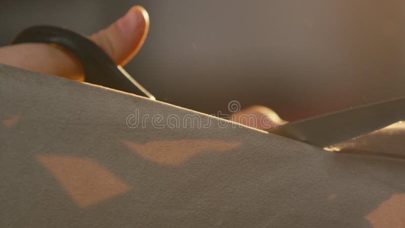 A Close-up of a Female Hand Skillfully Cutting Fabric with Sharp ...