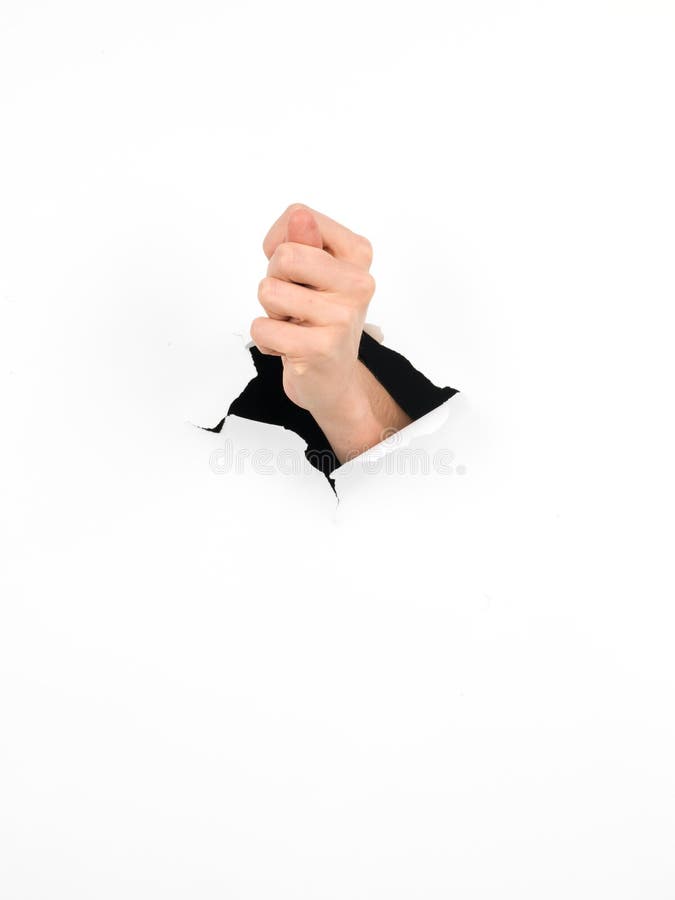 Thumb Gesture through White Paper Stock Photo - Image of idea, human ...