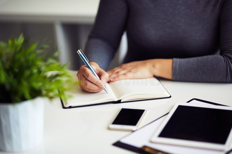 Female Hand Writing in Diary Stock Image - Image of caucasian, book ...