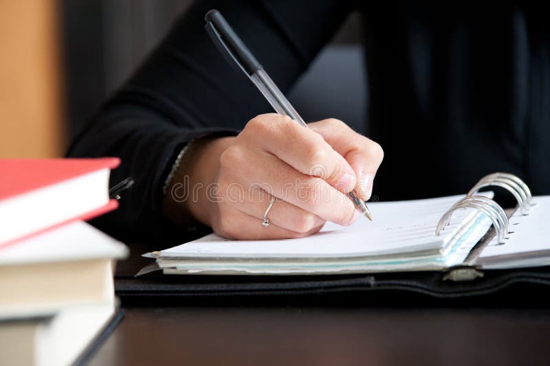 Close Up Female Hand Writing Notes Stock Image - Image of caucasian ...