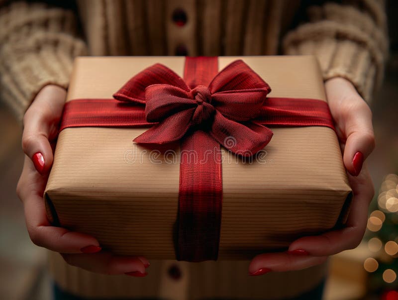Close-up of Female Hands Holding a Box with a Gift Stock Photo - Image ...