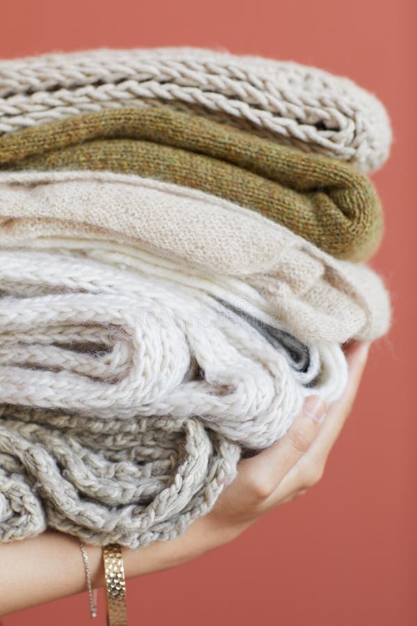 Stack of wool clothes stock photo. Image of objects - 201763270